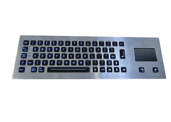 LED Backlight Industrial Stainless Steel Keyboard with Trackball , 64 Keys