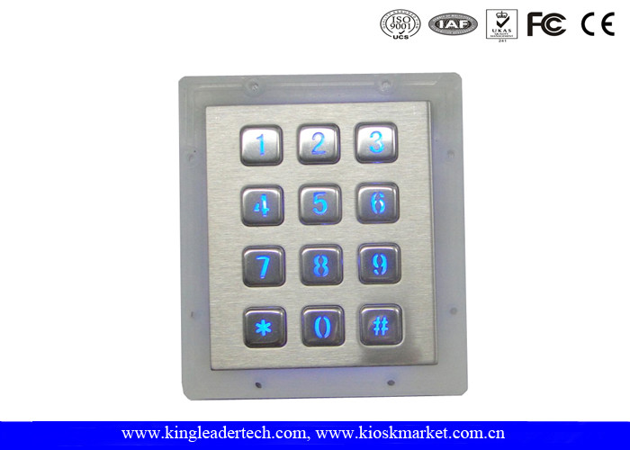 Panel Mount Numeric Backlit Metal Keypad With 12 Illuminated Keys For