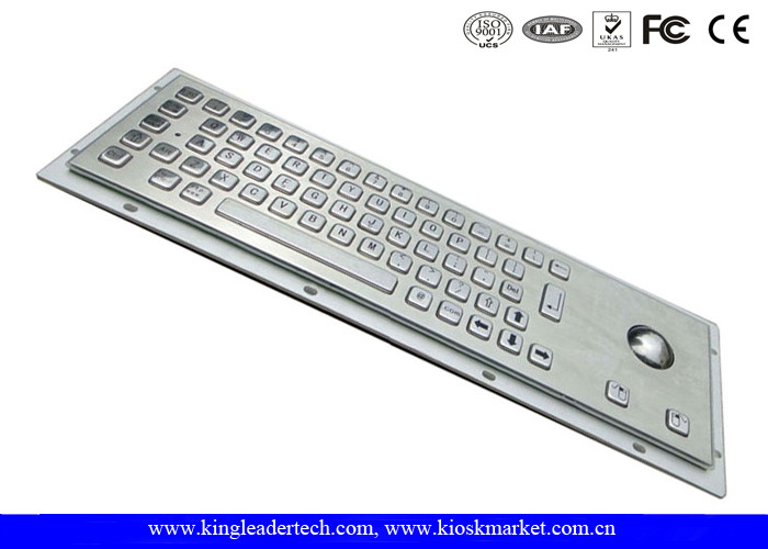 Ruggedized Panel Mount Metal Keyboard With Trackball / Stainless Steel ...
